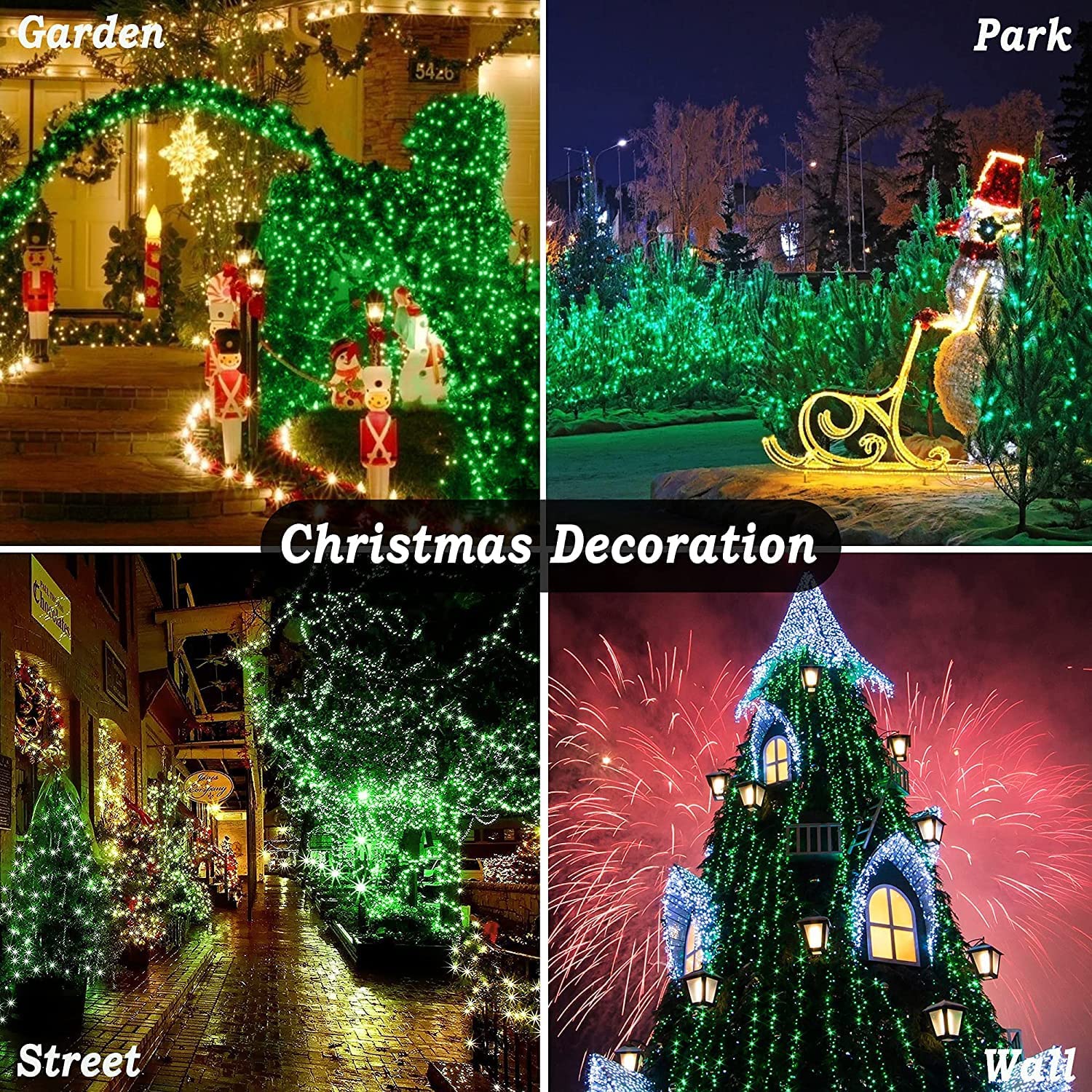 KNONEW Solar String Lights Outdoor [2 Pack] 72FT 200 Led Solar Fairy Lights with 8 Lighting Models, Waterproof Copper Wire Solar Powered Light for Garden Patio Tree Wedding Party Holiday Decor, Green