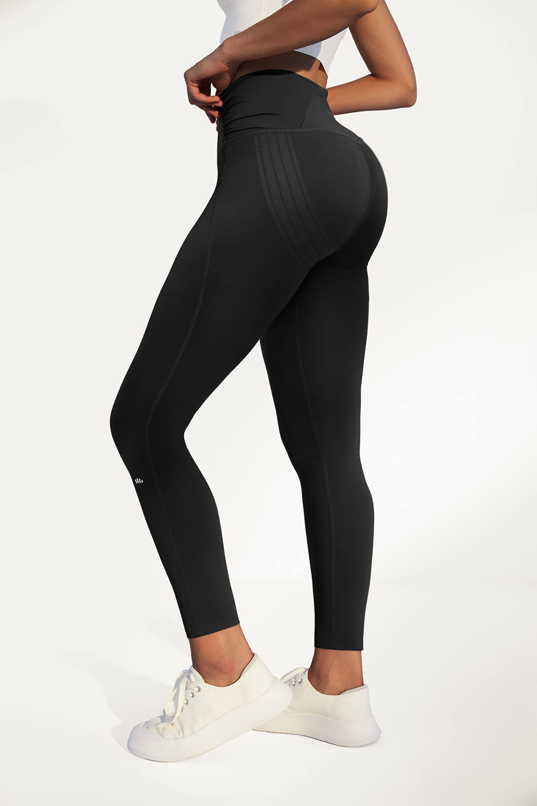 BENEUNDER Women's High Waisted Yoga Leggings with Tummy Control(Black,L)