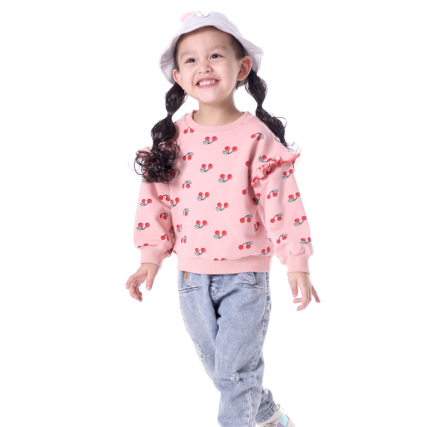 BINIDUCKLING Toddler Sweater Girl Clothes 4T Cherry Pink