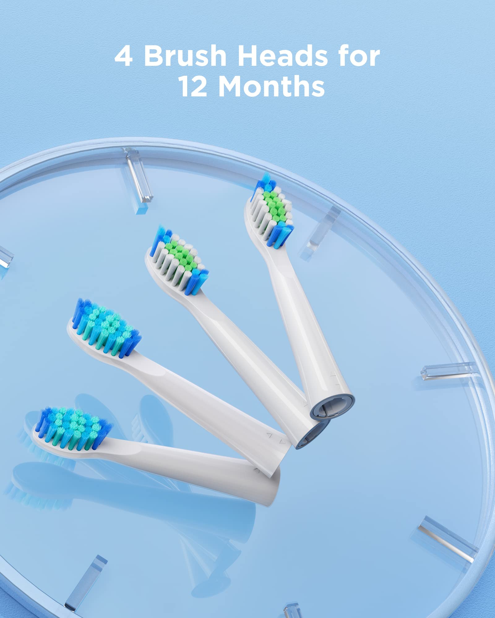 Bitvae Sonic Electric Toothbrush Electronic Toothbrush for Adults with 8 &4 Brush Heads, Travel Rechargeable Power Toothrush for 30 Days Using, Ultrasonic Toothbrush with 5 Modes and Timer (White)