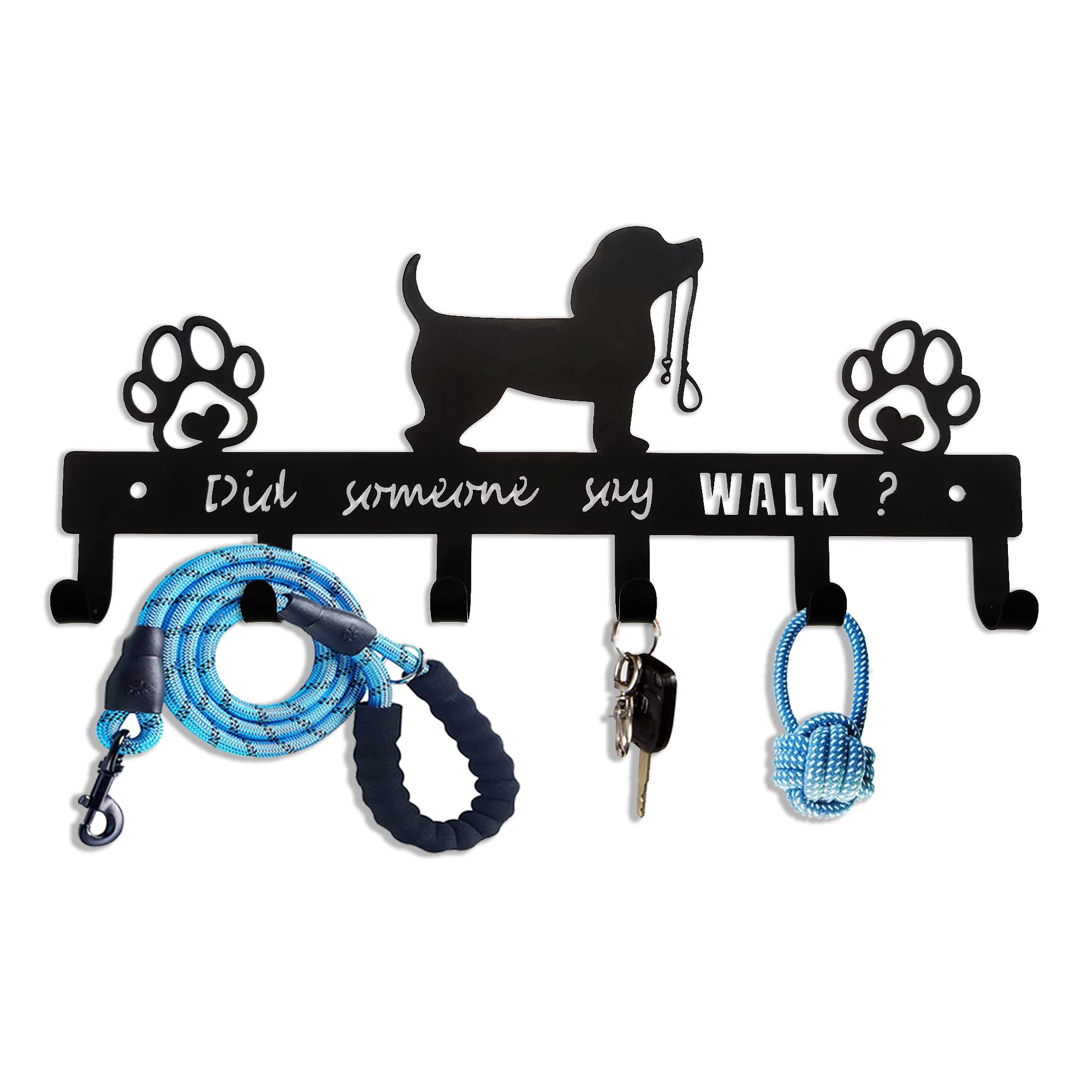 Dog Leash Holder for Wall, Dog Stuff Storage Organizer and Key Holder Wall Mount with Did Someone Say Walk - Dog Leash Dog Stuff Key Organizer Wall for Entryway Farmhouse