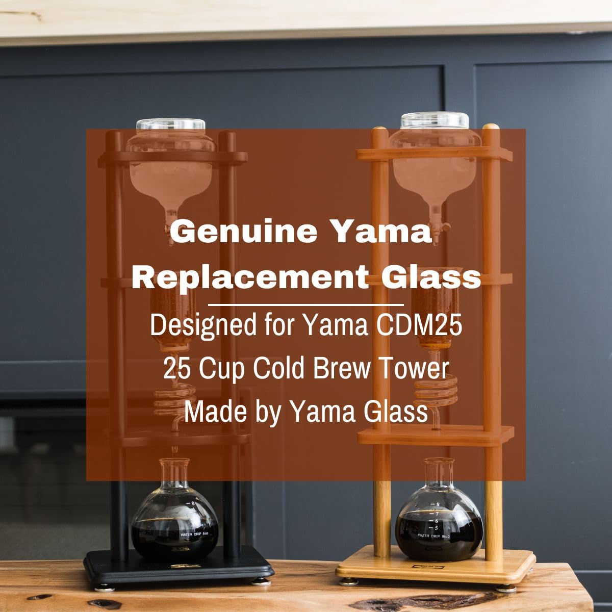Yama CDM25 Replacement Top Beaker - Borosilicate Glass For 25 Cup Cold Brew Towers, Heat-Resistant, Dishwasher Safe