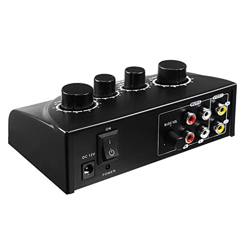 Baoer Karaoke Sound Mixer Audio System Dual Mic Input Portable Mini Digital Karaoke Machine Mixer for Family KTV Black