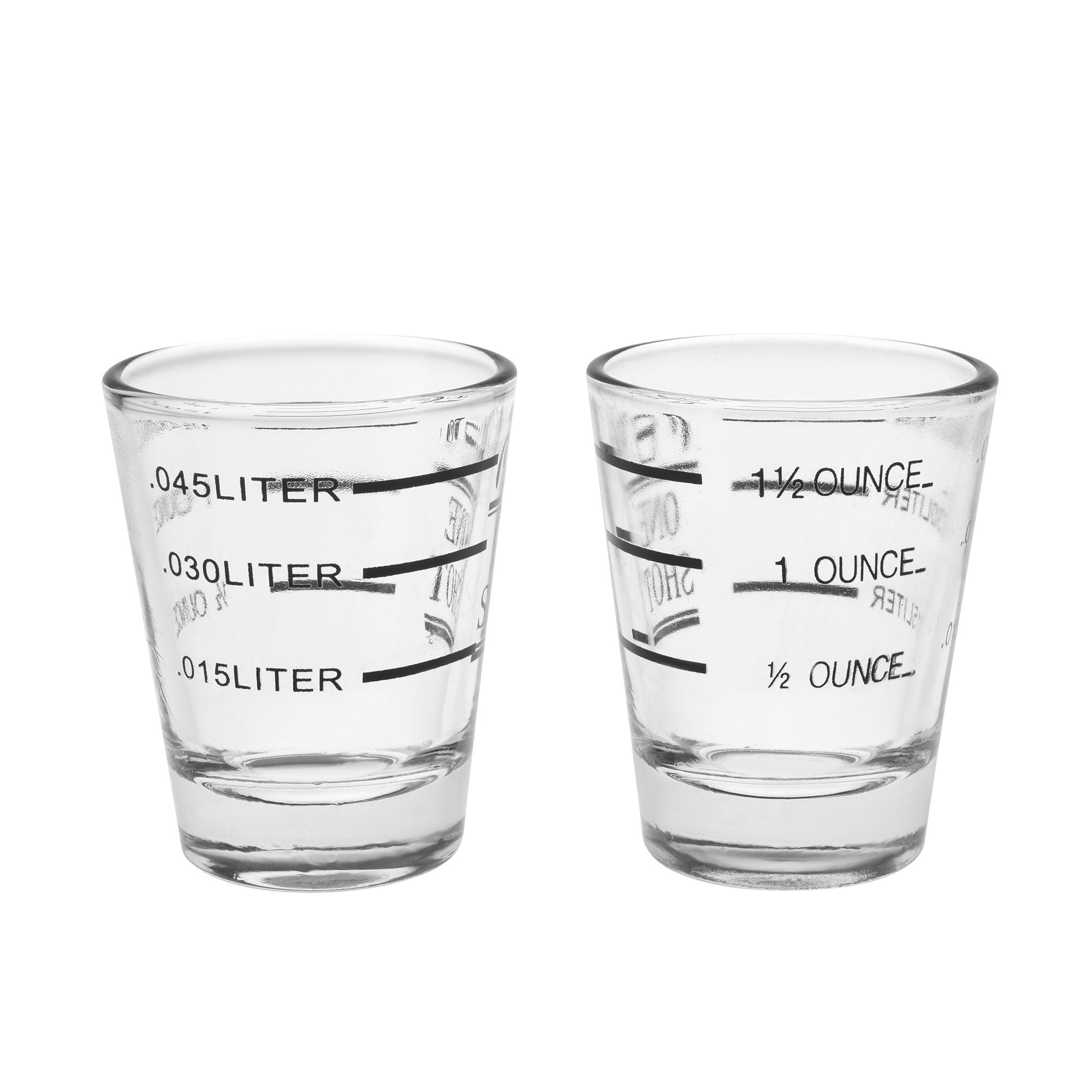 Beautyflier Pack of 2 Cocktail Wine Jigger Clear Glass Shot Glasses Drink Spirit Measure Cup For Measurement Bar Party Kitchen Tool (1.5 OZ, 2PCS)