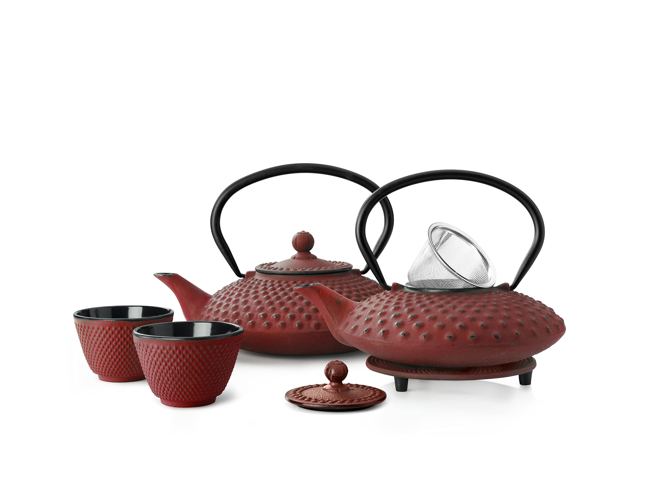 bredemeijer Cast Iron Tea Cups Red XILIN Set of 2