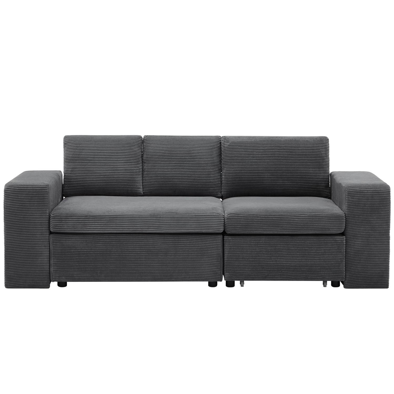 Bumblr 93" Modular Sectional Couches for Living Room Furniture, Comfy L Shape Couch with Chaise, Pull Out Couch with 2 Ottomans, Wide Sofa Armrest with Storage Space, Dark Grey