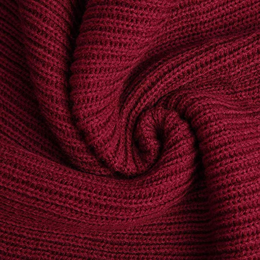 EONPOW Warm Autumn and Winter Scarf, Unisex Pure Color Winter Neck Warm Knitting Yarn Scarf