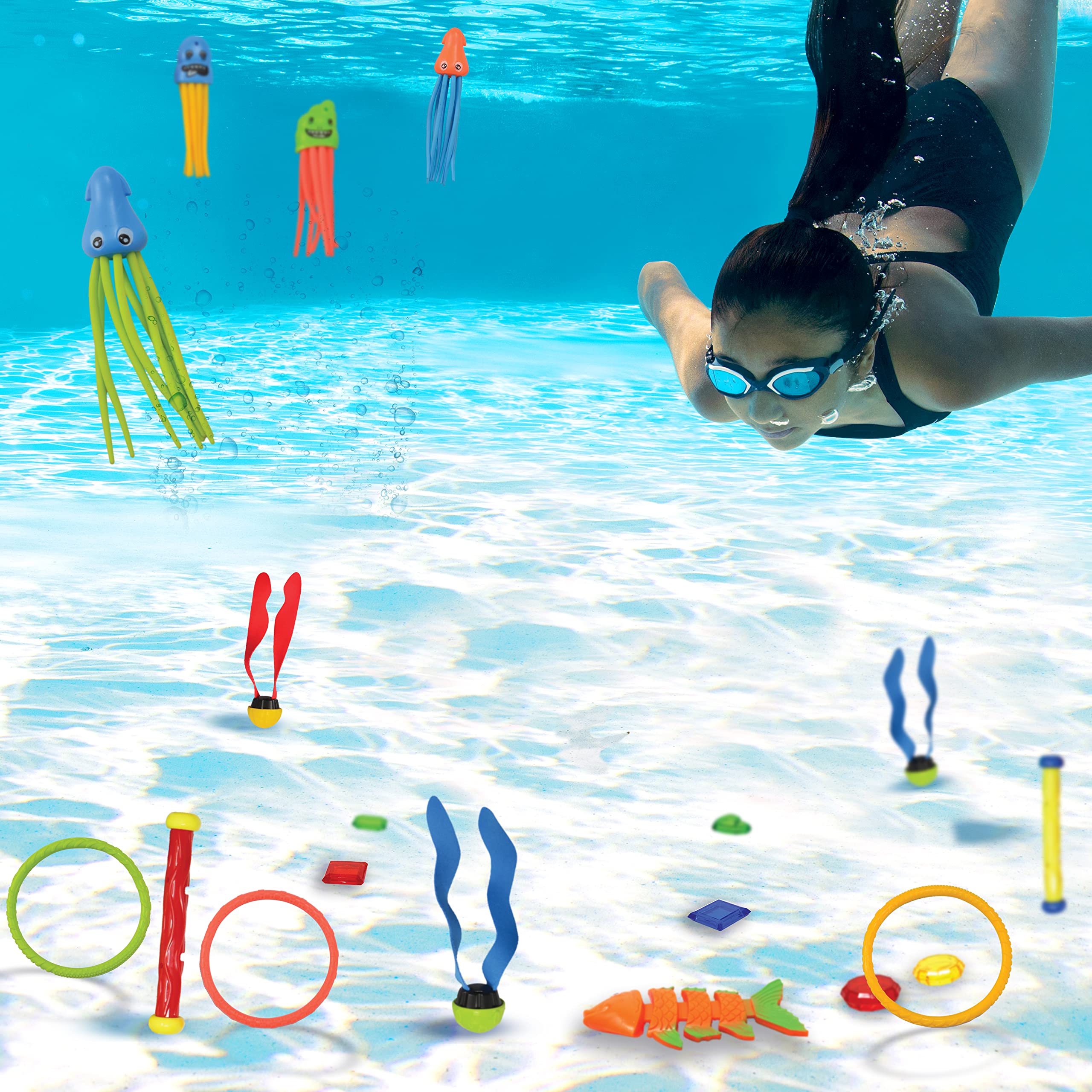 JOYIN 30 Pcs Diving Pool Toys for Kids Ages 3-12 Jumbo Set with Storage Bag Pool Games Summer Swim Water FishToys