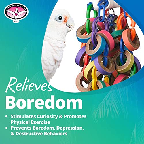 Super Bird Creations SB1107 Bagel Cascade Bird Toy, Large Bird Size, Refillable Bagels, 15β x 4.5β