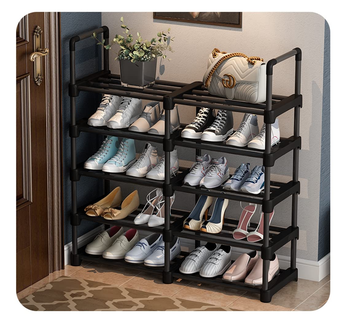 XIHAMA Shoe Rack 5 Tiers Tall Shoe Rack for Entryway 20-24 Pairs Shoe and Boots Sturdy Organizer Storage Shelf Space Saving Large Shoe Tower Durable Black Metal Stackable Shoe Cabinet