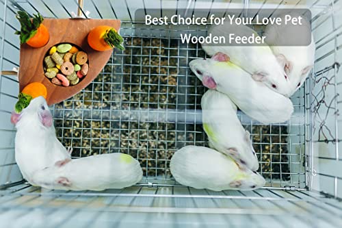 CooShou Hamsters Feeder Bowl Small Animals Guinea Pigs Corner Wooden Feeder Dishes with 3pcs Carrots Cage Feeder for Guinea Pigs, Hamster, Chinchilla Hedgehog Gerbil