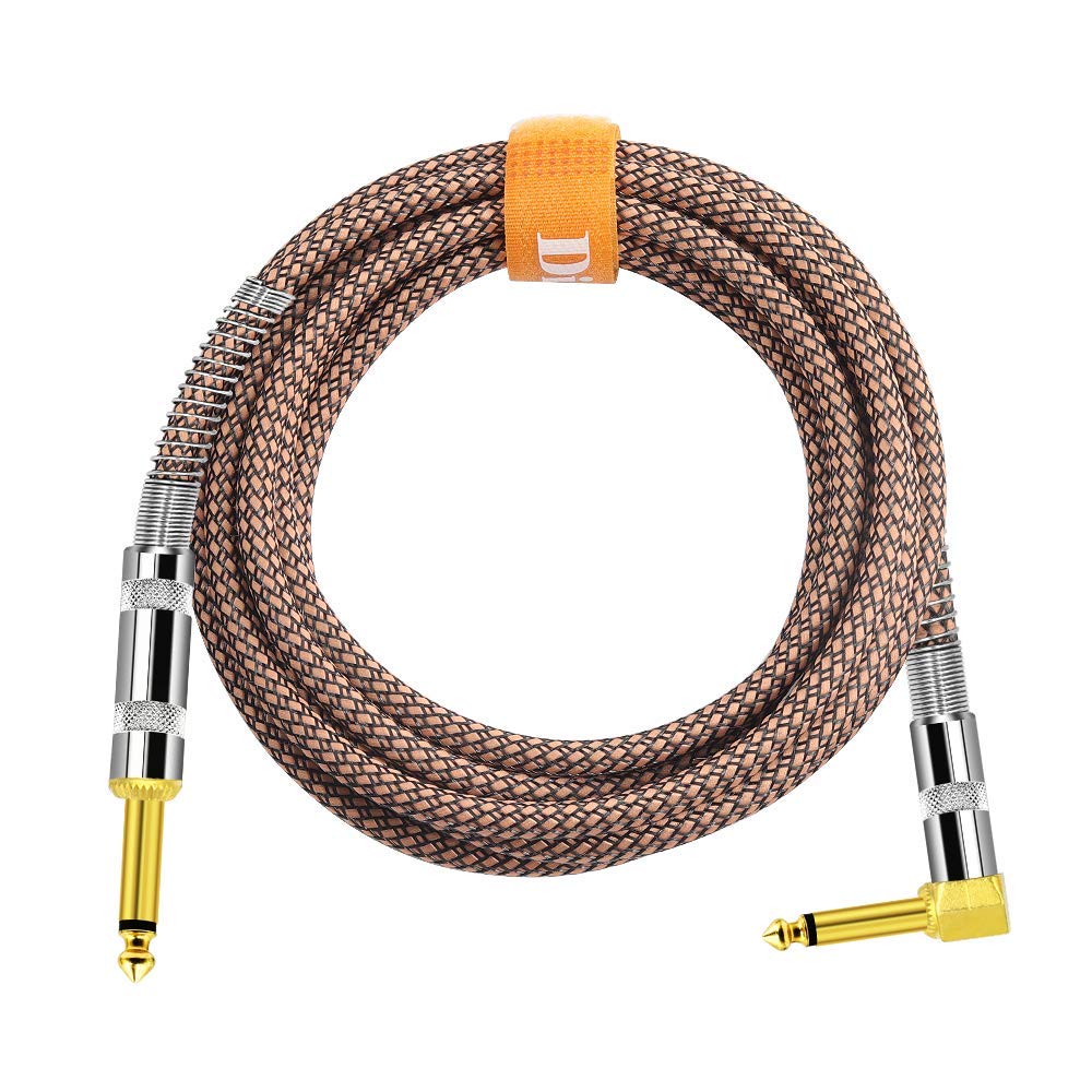Disino Guitar Cable,1/4 Inch TS Right Angle to Straight Guitar Instrument Cord for Electric Guitar,Bass Guitar, Pro Audio - 6 Feet,Yellow