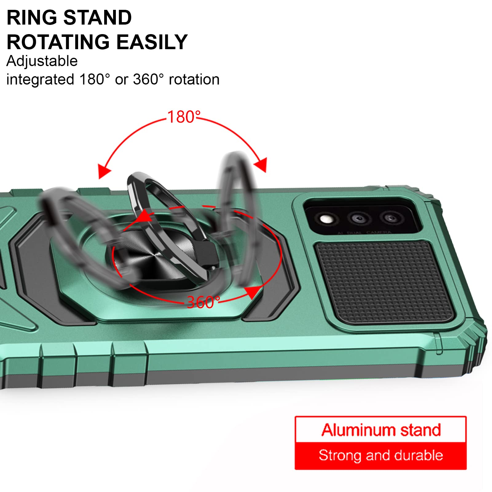 Ailiber Phone Case for Alcatel TCL 30T (T603DL), TCL 30 T Case with Screen Protector, Ring Kickstand for Magnetic Car Mount Military Grade, Heavy Duty Shockproof Protective Cover for TCL 30T-Green