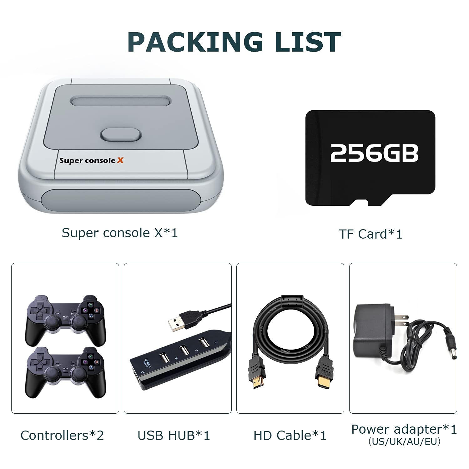 Kinhank 256G Super Console X with 117,000+ Video Retro Game Console, Classic Mini Gaming Systems for TV, Game Consoles with Built-in 70+ emulators, Plug and Play, Support 4K HD/AV Output