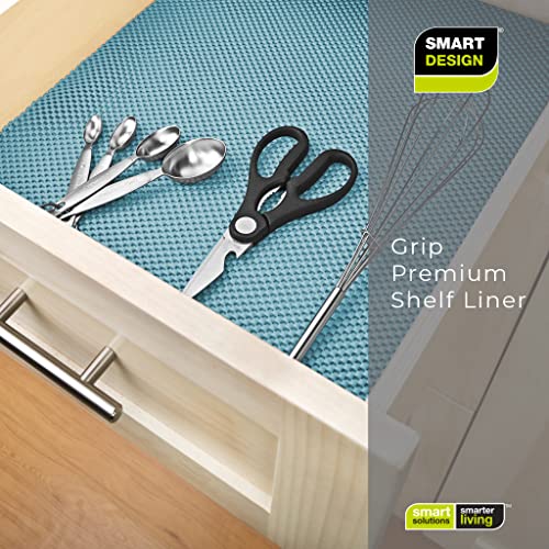 Smart Design Premium Grip Shelf Liner - 18 Inch x 8 Feet - Non Adhesive, Strong Grip Bottom, Easy Clean Kitchen Drawer, Cabinet, Cupboard Dresser Protector Cover, Non Slip Rubber Mat - Teal Blue