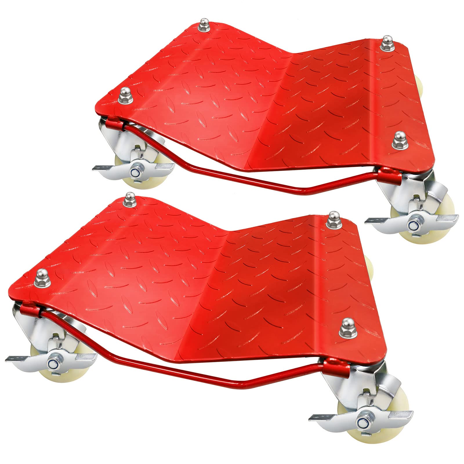 EBUY Wheel Car Dolly Set of 2 Heavy Duty Tire Car Skates 3000LBS Bearing Capacity for Moving Cars Red