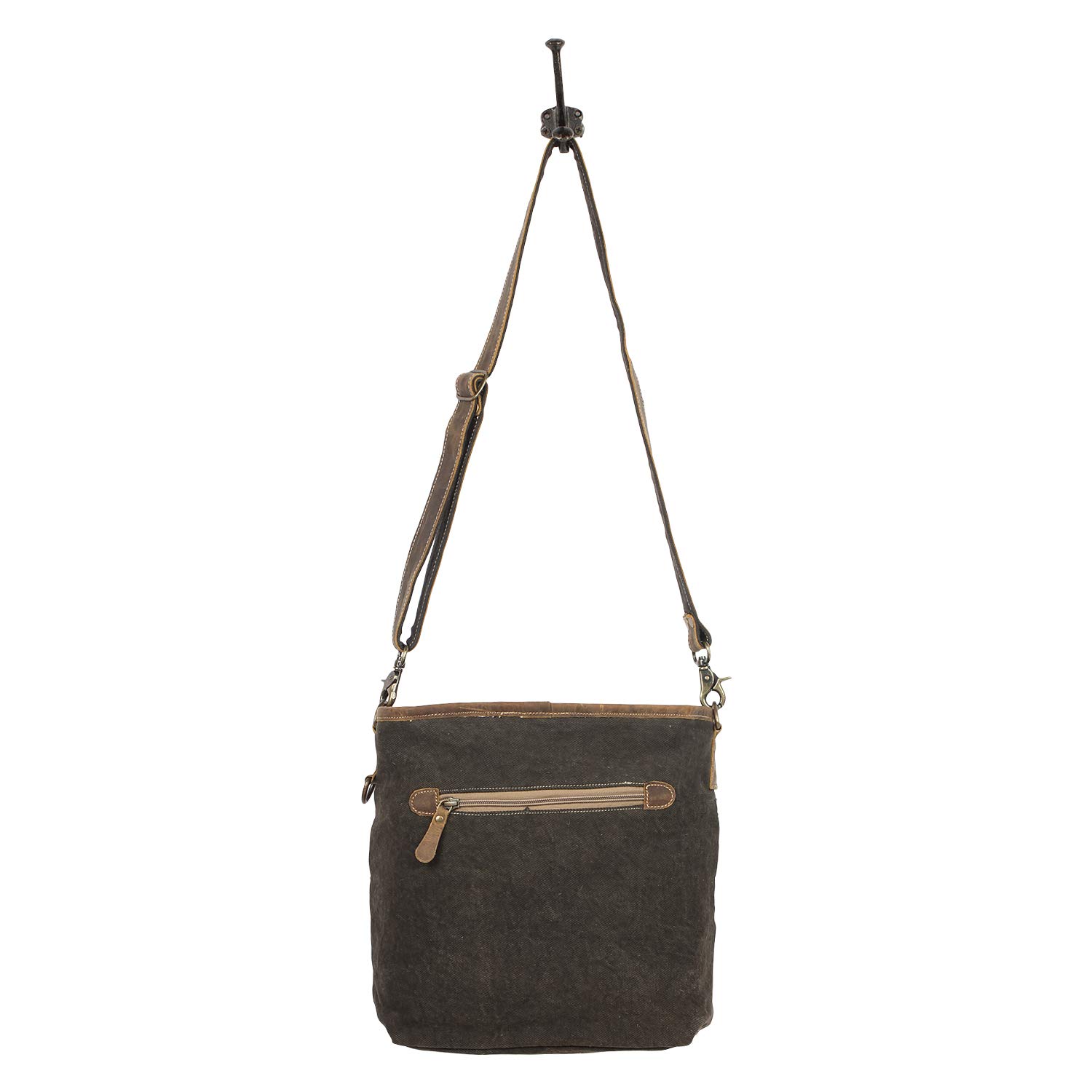 Myra Bag Burnt Sienna Upcycled Canvas Cotton & Leather Shoulder Bag S-1543