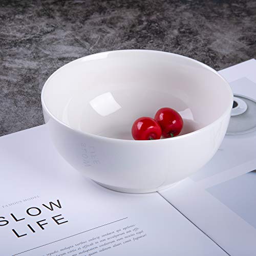 Cutiset 29 Ounce Porcelain Cereal/Salad/Desserts Bowls, Set of 6, White (6-inch/ 29 Ounce, Round)