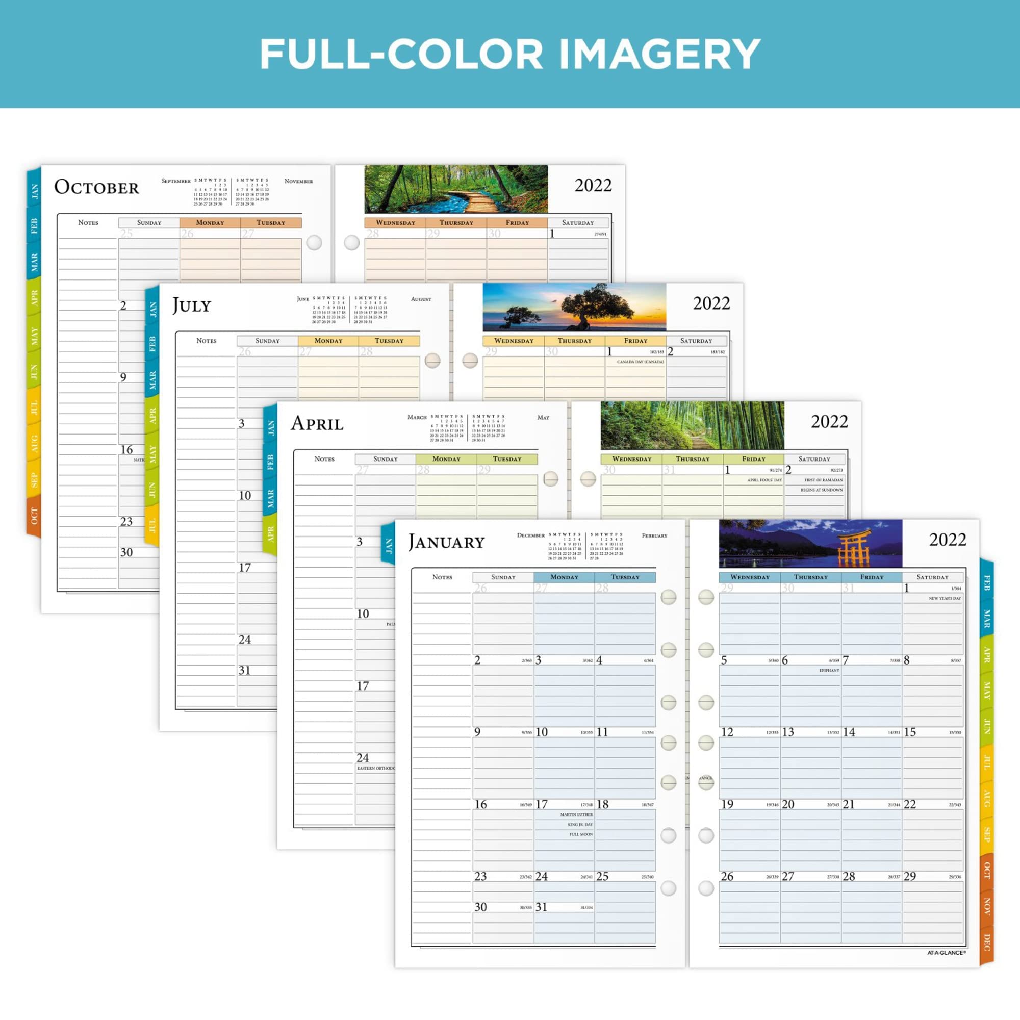 AT-A-GLANCE 2022 Weekly & Monthly Planner Refill by AT-A-GLANCE, 13493 13691 Day-Timer, 5-1/2" x 8-1/2", Size 4, Zenscapes (281-285Y)