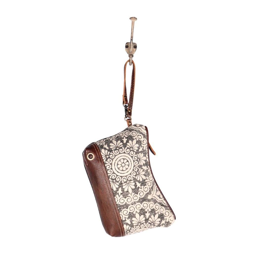 Myra Bags Summer Mist Canvas, leather & Rug Pouch Wristlet S-1942