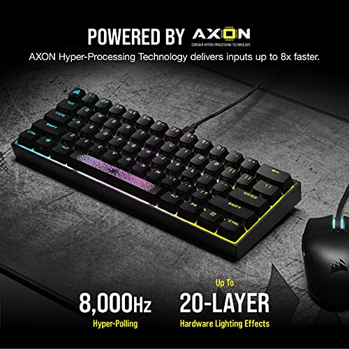 Corsair K65 RGB Mini 60% Mechanical Gaming Keyboard - Cherry MX Speed - Black (Renewed)