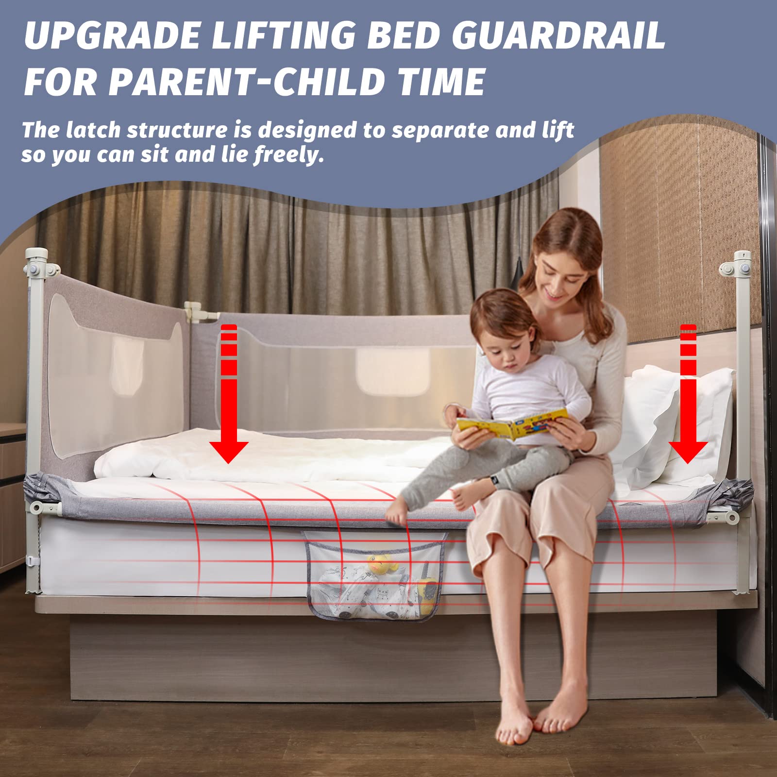 Bed Rail for Toddlers, Bed Guard Rail for Full Size Queen King Twin Bed for Toddlers and Baby (Grey,1 Piece, 54")