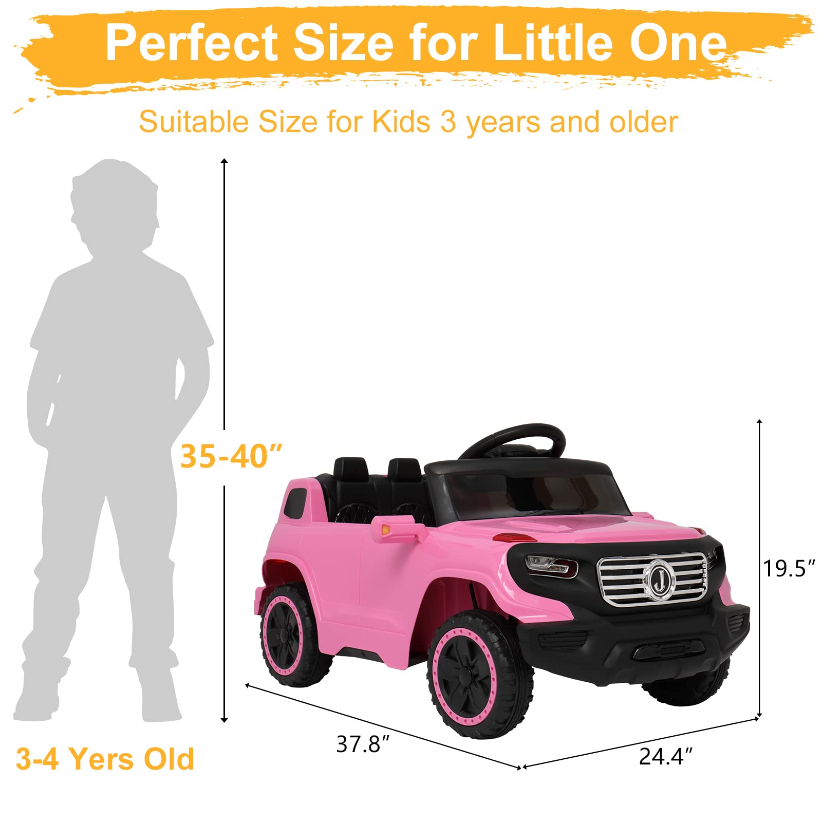 JOYMOR Kids Ride on Toy, Kids Truck 6V Battery Motorized Vehicles, w/Parent Remote Control, Children's Best Toy with 3 Speeds (Pink)