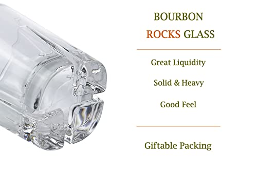BothEarn Whiskey Rocks Glass Set of 2 - Clear Drinking Cup with Heavy Solid Base - Good for Bourbon Jack Daniels Tennessee and Scotch, 6.5 oz (185 ml)