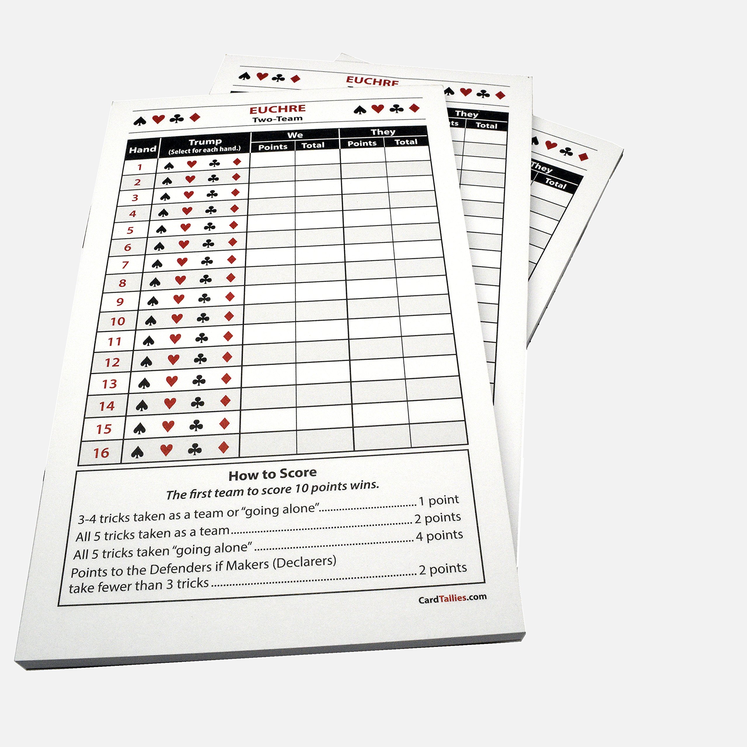 Euchre Score Pads (3 Pads, 50 Sheets Each) Enjoy The Original. Made in The USA.