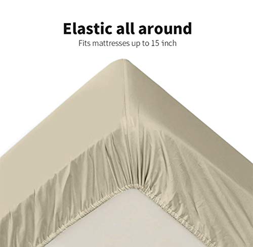 Bed Sheets Full Size Set - 4 Pieces - Double Brushed, 2200 Series, High Thread Count Microfiber - Wrinkle Free - Non Pilling - Double Elastic Corners - Four Lines Embroidery - Easy Fit (Full, White)