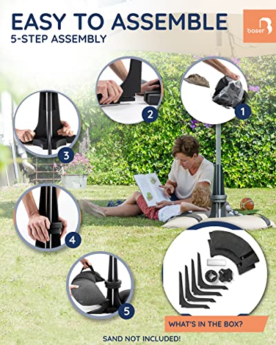 Baser Patio Umbrella Base w. fillable Sandbag Weights 110 LBS, up to 11.5 ft Patio Umbrella, Made of Recycled Materials in Denmark