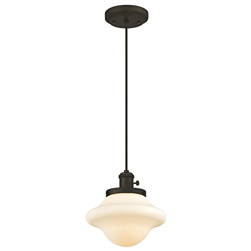 Westinghouse Lighting 6346500 One-Light Mini Pendant, Bronze Finish with Frosted Opal Glass, Oiled Rubbed Bron