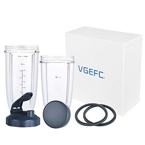 Blender Replacement Cups for Nutribullet Blender, 32oz & 24oz Cups with Flip Top To Go Lid & Flat Lid & Rubber Gasket, Compatible with Nutri Bullet 600W/900W Blenders (6 PCS)