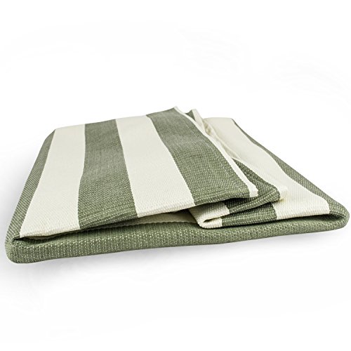 DII Durable Woven Striped Storage Bin Collapsible with Soft Rope Handles Reinforced with Metal Grommets, Large, 17x12x12", Olive Green