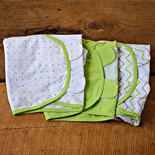 Ziggy Baby Swaddle Blanket Wrap Set Chevron, Dot, Solid, Grey/Green/White, 3 Pack