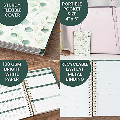 bloom daily planners 2023-2024 Pocket Planner - 4β x 6β - (July 2023 - July 2024) - MINI Weekly/Monthly Agenda Organizer & Calendar Book - Boho Greenery