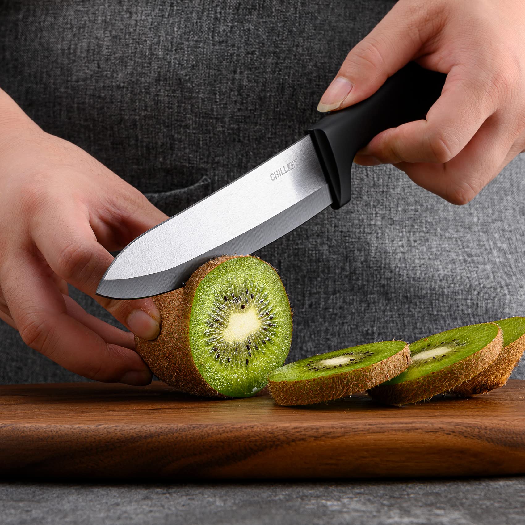 CHILLKET Ceramic Knife Set - Kitchen Knives 3 Pieces Set - 6 inch Chef Knife, 5 inch Utility Knife and 4 inch Paring Knife with covers
