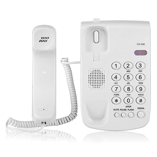 Corded Phone Desktop Fixed Telephone Wall Mountable Landline Phone for Redial/Pause/Flash/Hold Tone Adjustable Desk Phone Fixed Telephone TCF2000 Business Office Telephones House Hold Guest Room