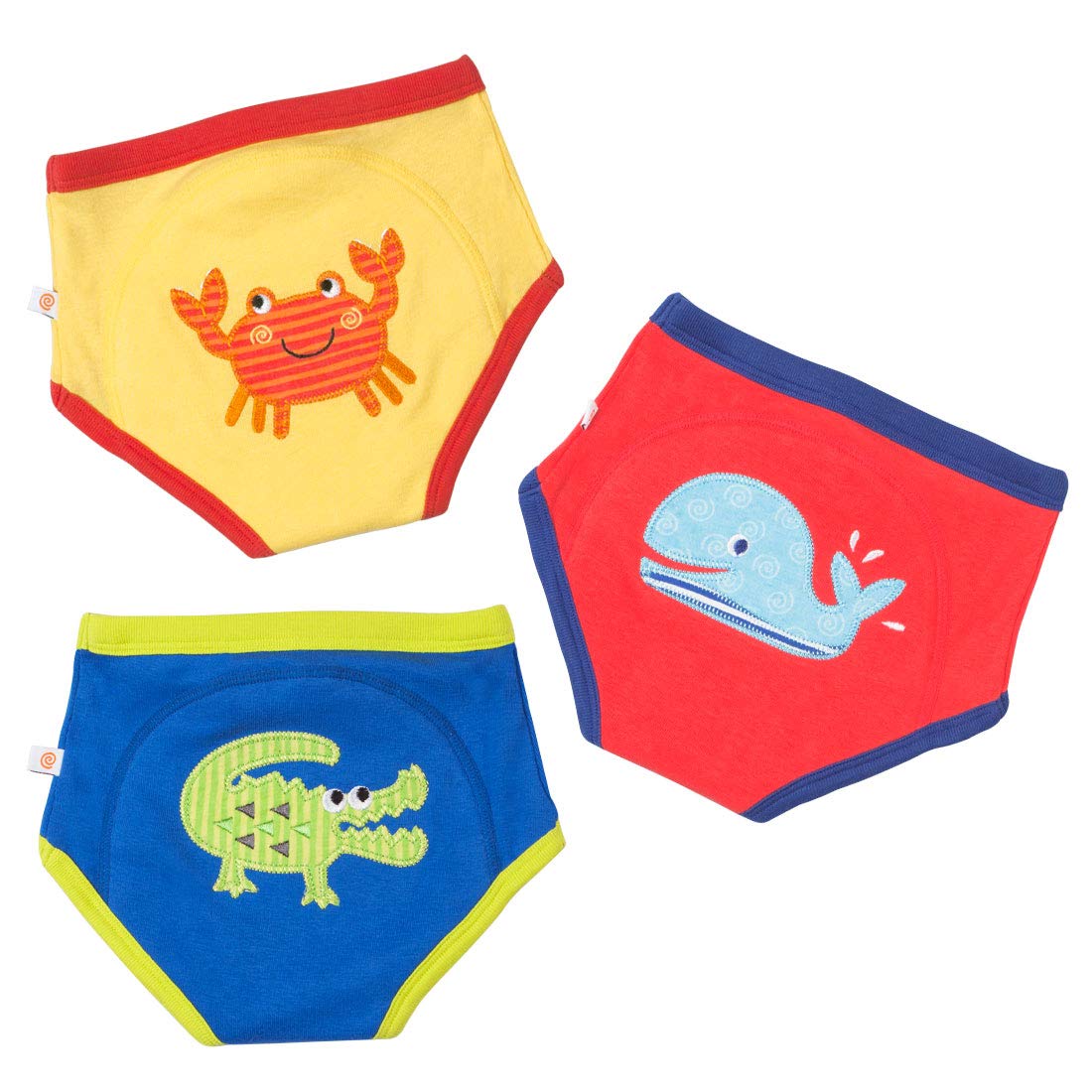 ZOOCCHINI 100% Organic Cotton Potty Training Pant Sets – Boys Ocean Friends, 3-Piece Set, 3-4 Years, Extra Absorbent, Girls and Boys Underwear for Toddlers