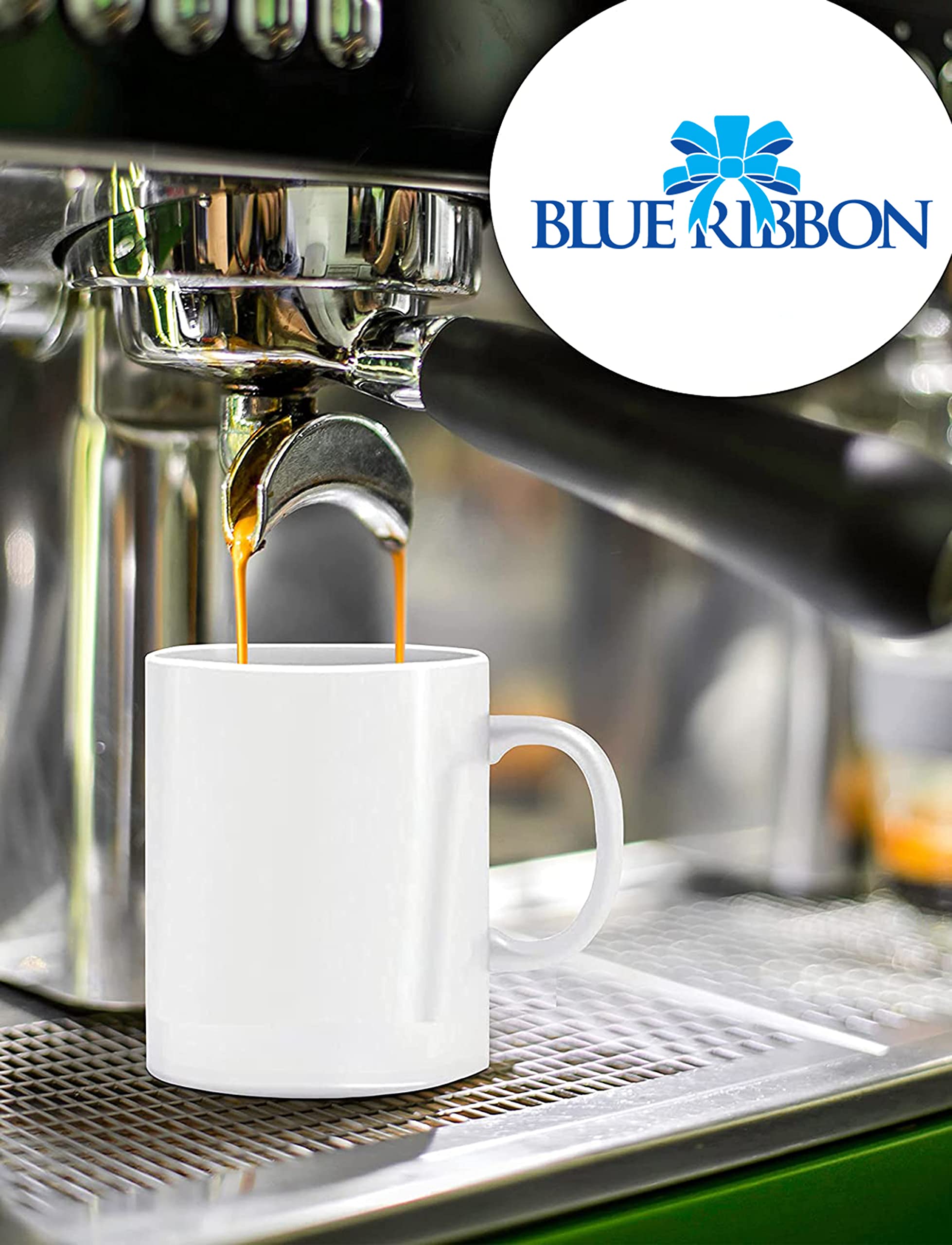 BLUE RIBBON White Sublimation Plain Blank Coffee Mugs, Hot Chocolate Mugs, Ceramic Mugs, Hot Cocoa Mugs, Mug Sets, Gift Pack of 2 11 oz