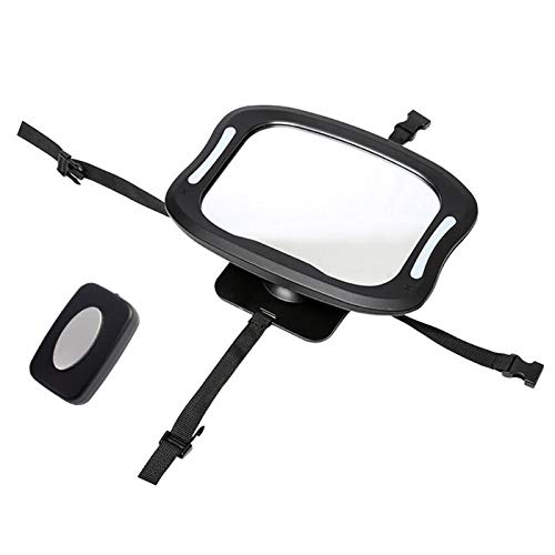 Baby Car Mirror LED Light Adjustable Shatterproof Back Seat Facing Rear Ward View Mirrors FOB Control Headrest Mount Large Angle