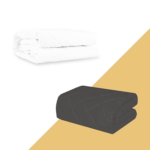 Bundle Safe and Sound Waterproof Quilted Mattress Pad + Waterproof Quilted Mattress Pad (White & Grey)