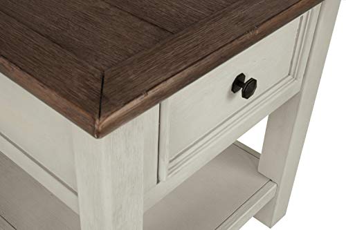 Signature Design by Ashley Bolanburg Farmhouse Square Two Tone End Table, Antique Cream