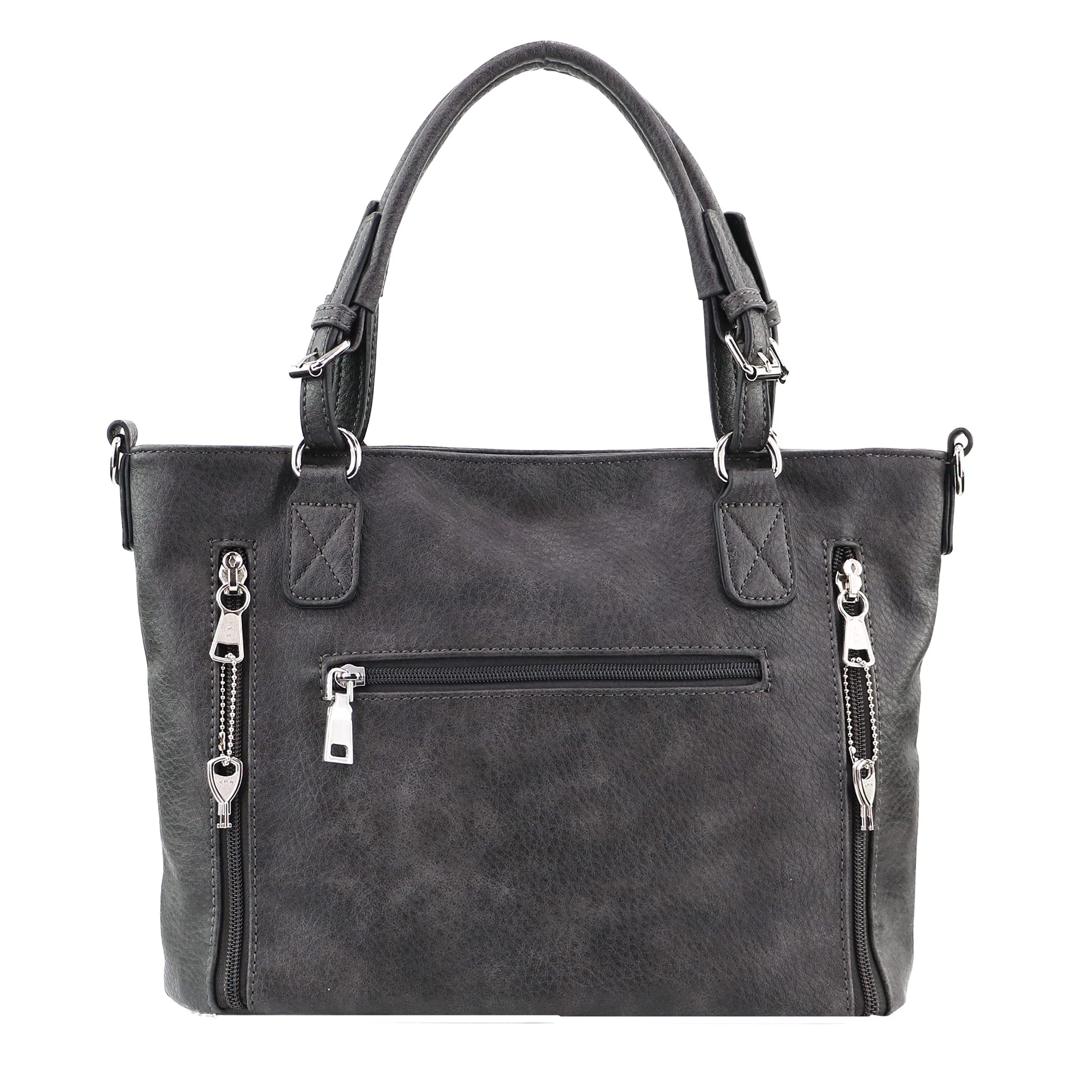 Lady Conceal Concealed Carry Purse - YKK Locking Ella Braided Concealed Weapon Tote (Gray)
