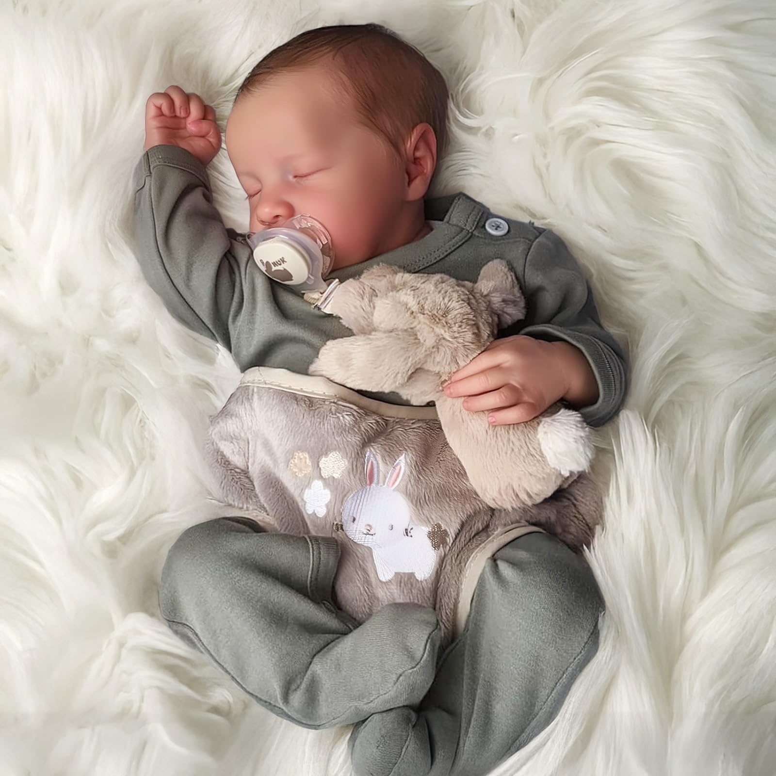 JIZHI Lifelike Reborn Baby Dolls - 17-Inch Baby Soft Skin Realistic-Newborn Cloth Body Real Life Boy Dolls with Feeding Accessories for Collection & Kids Age 3 +