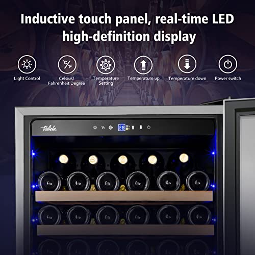 Wine Cooler Refrigerator, Velieta 179 Bottles Professional Wine Cellars with Powerful Compressor,Quiet Operation and Elegant Design for The Wine Enthusiast, silver, 23.5inchesĂ27.2inchesx62.9inches