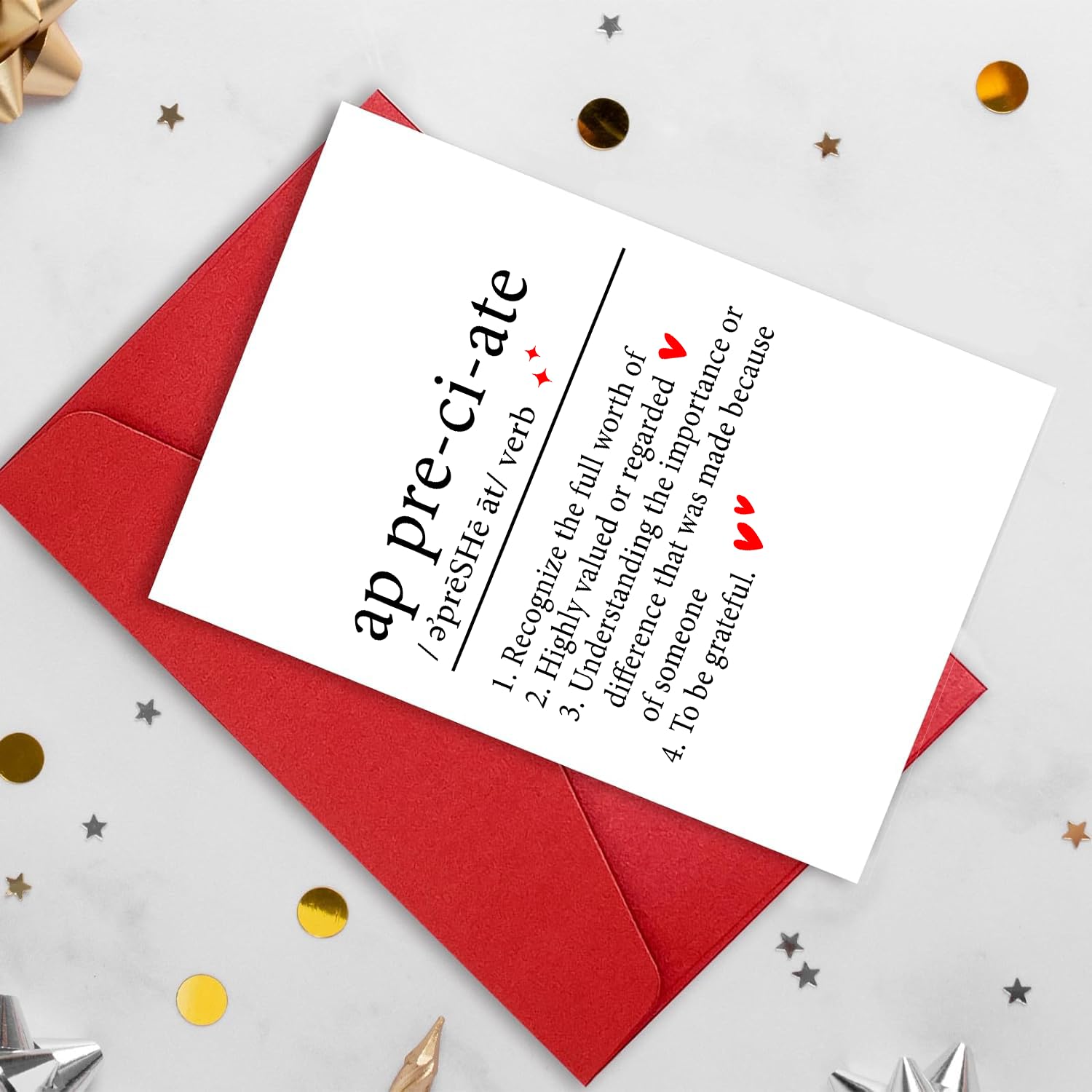 ONECHI Cute Appreciate Definition Card, Funny Thank You Card for Him Her, Lovely Thankful Greeting Card for Teacher Boss
