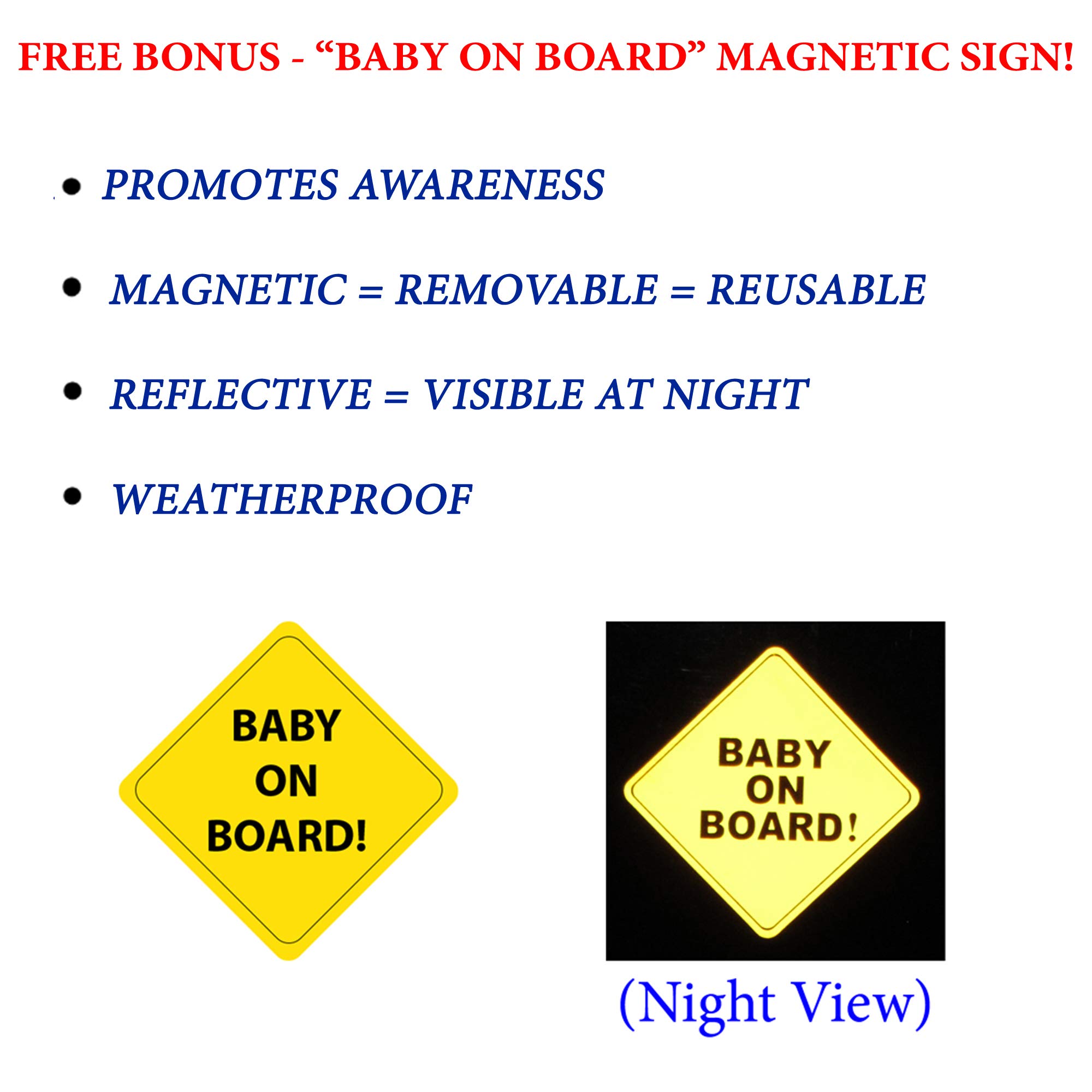 BLIP Baby Car Mirror for Rear Facing Back Seat, X-Large, Clear Shatterproof Acrylic with 360° Multi-Directional Tilting and Viewing, Infant Safe Adjustable Headrest Straps