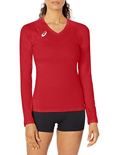 ASICS Spin Serve Volleyball Jersey Long Sleeve, Team Red, Small