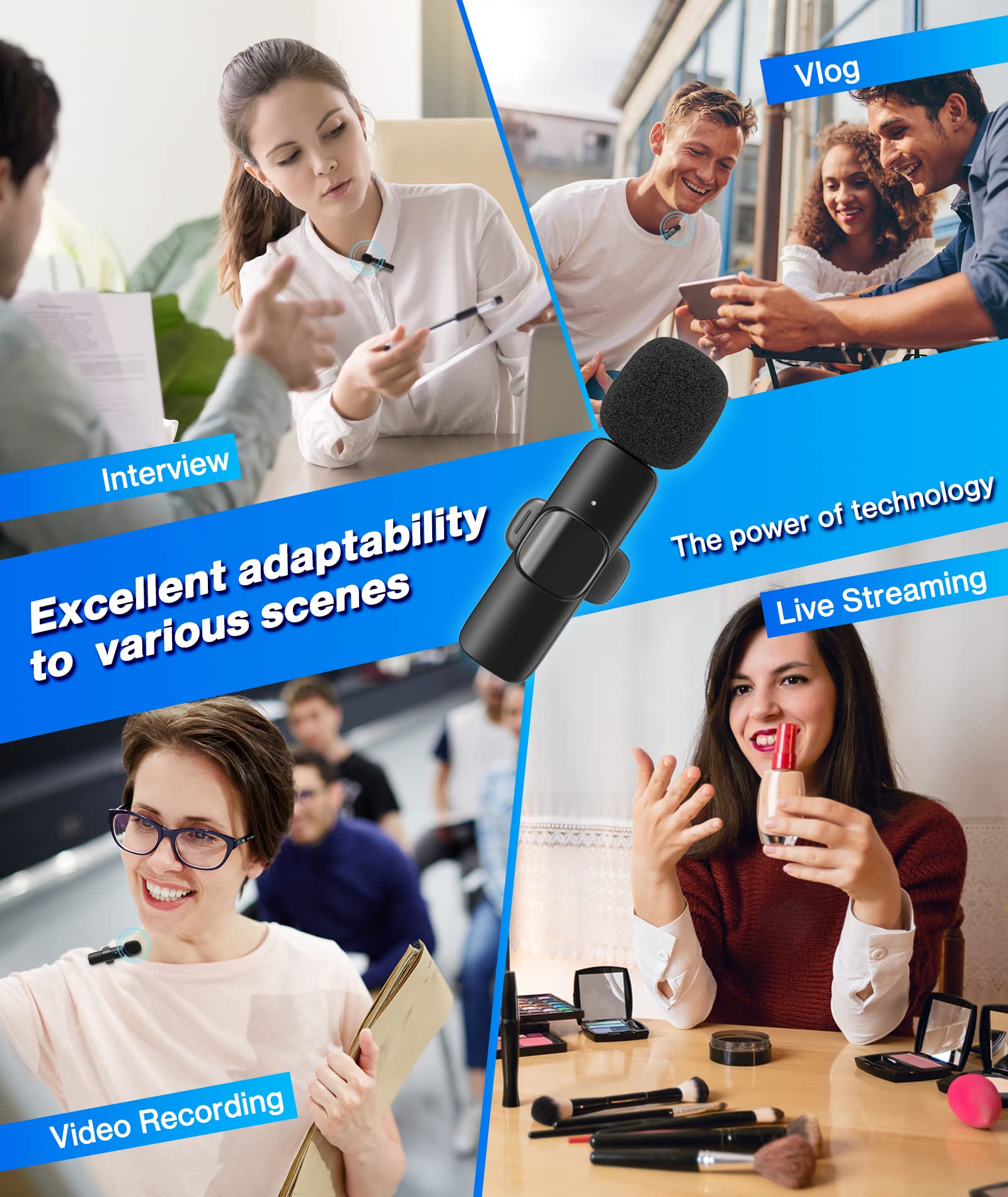 BerrysParadise Wireless Lavalier Microphone for iPhone, iPad, Android, PC, Wireless Mic Plug-Play 2.4G with Noise Reduction Chip, Mini lav Microphone for Interview Video TikTok Vlog YouTube